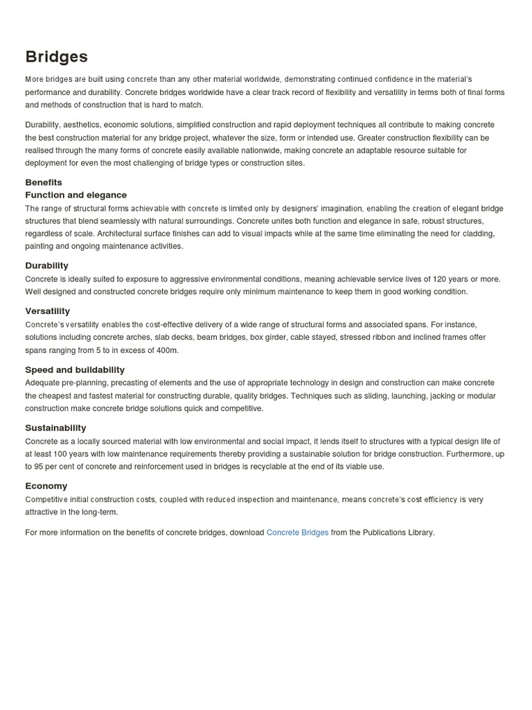 Bridges: Benefits Function and Elegance | PDF | Concrete | Bridge