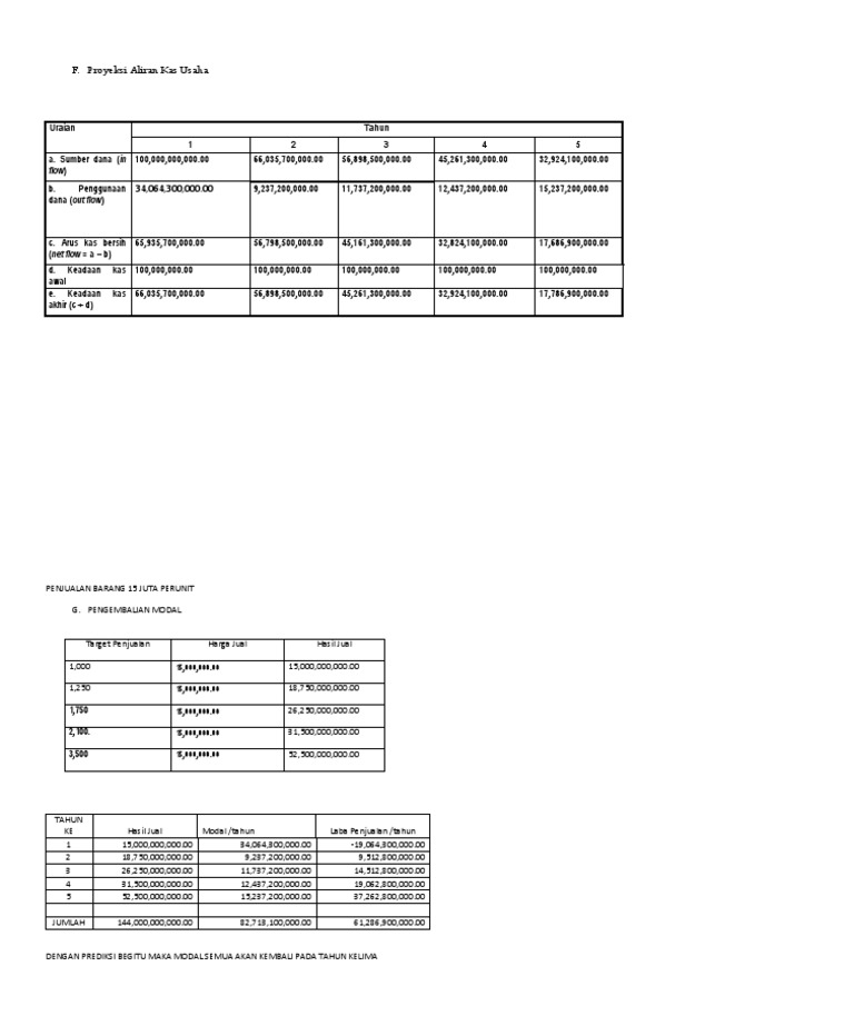 Proyeksi Aliran Kas Usaha | PDF