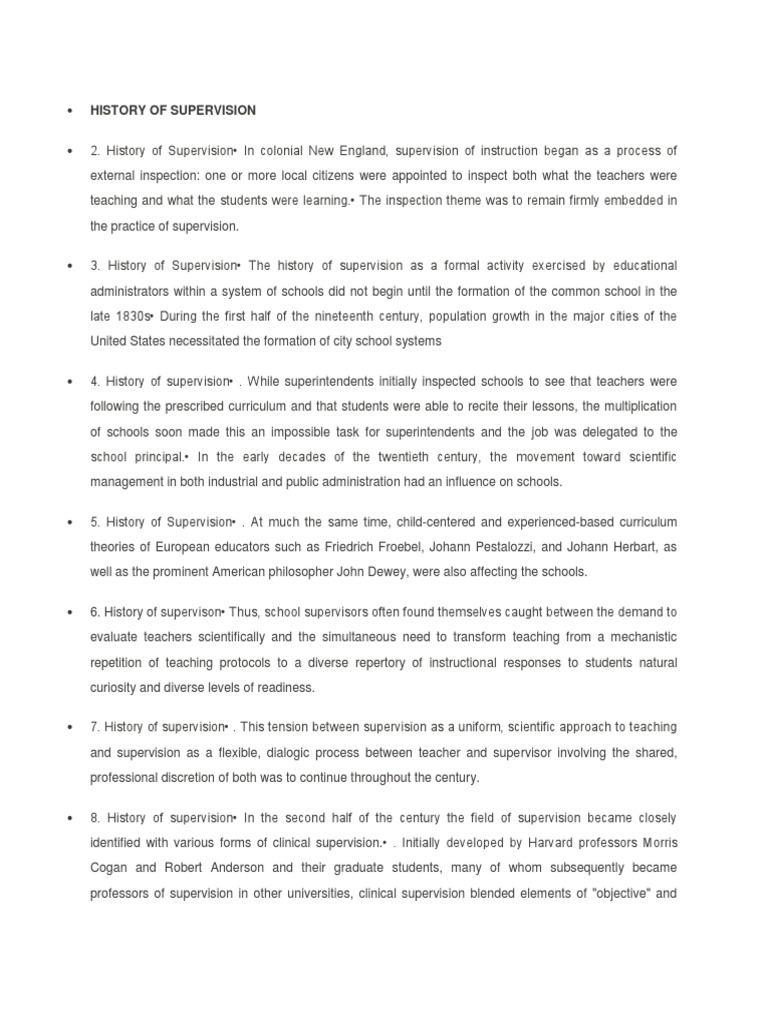 History of Supervision | PDF | Teachers | Inquiry Based Learning