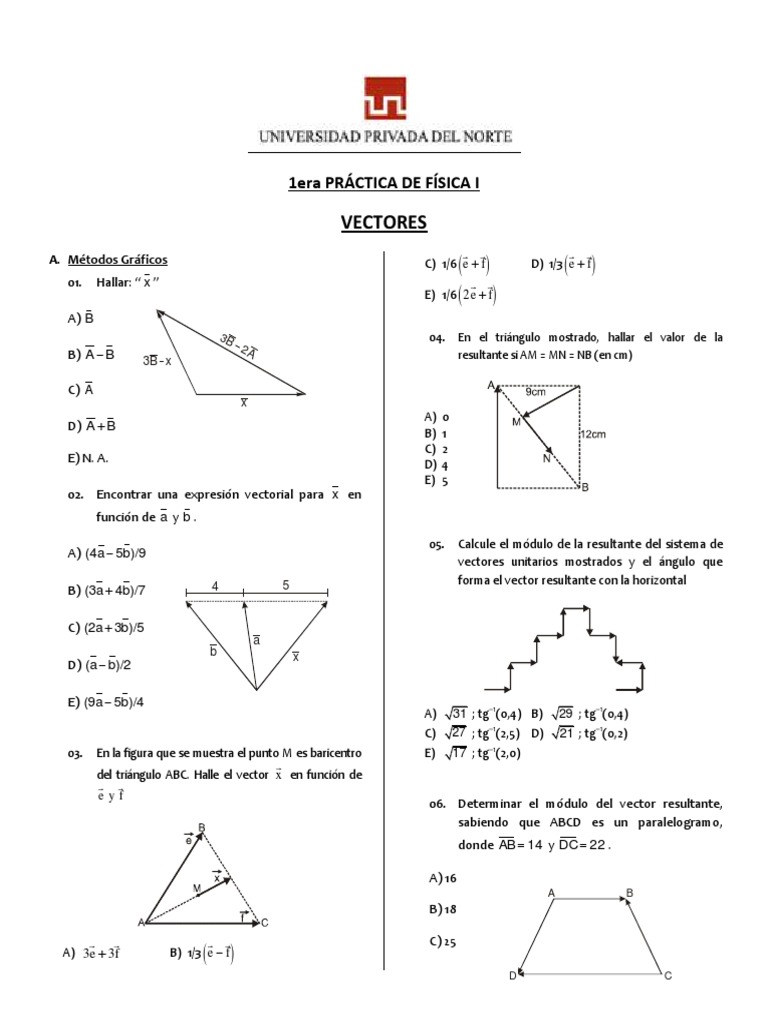 1era PRÁCTICA - VECTORES | PDF | Vector Euclidiano | Cálculo multivariable