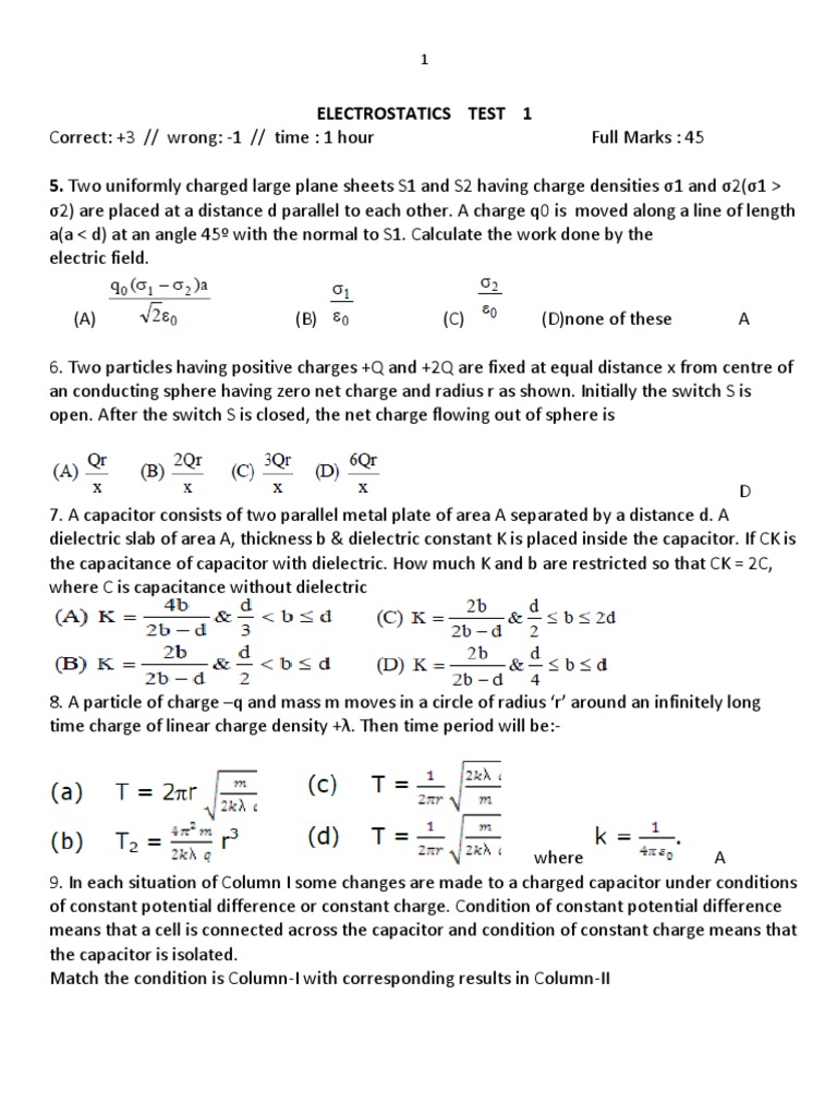 Analysis of an Electrostatics Test with Multiple Choice Questions ...