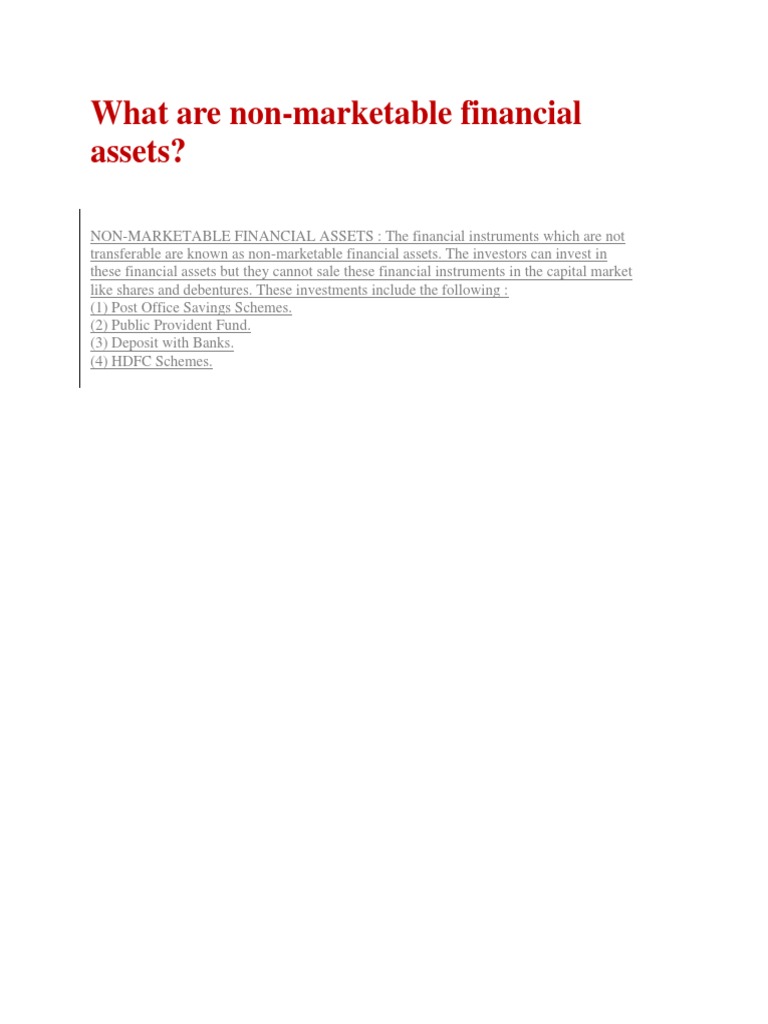 Non-Marketable Financial Assets | PDF