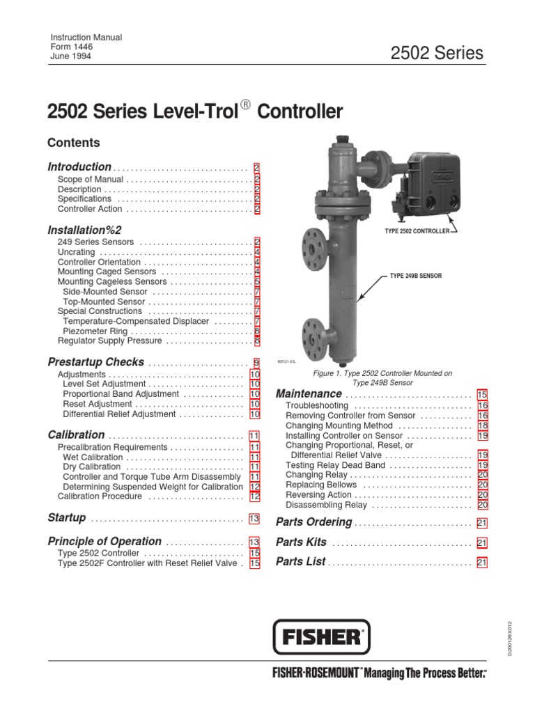 2502 Series Level-Trol Controller Manual | PDF | Calibration | Valve