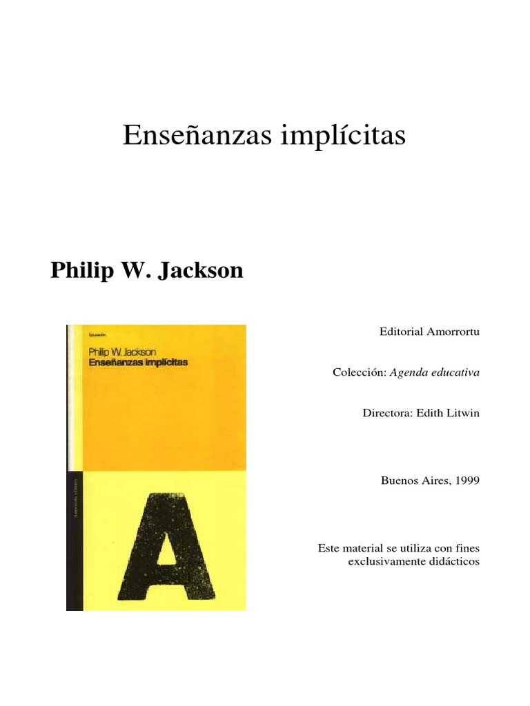 Enseñanzas Implicitas Philip Jackson | PDF | David Hume | Conocimiento