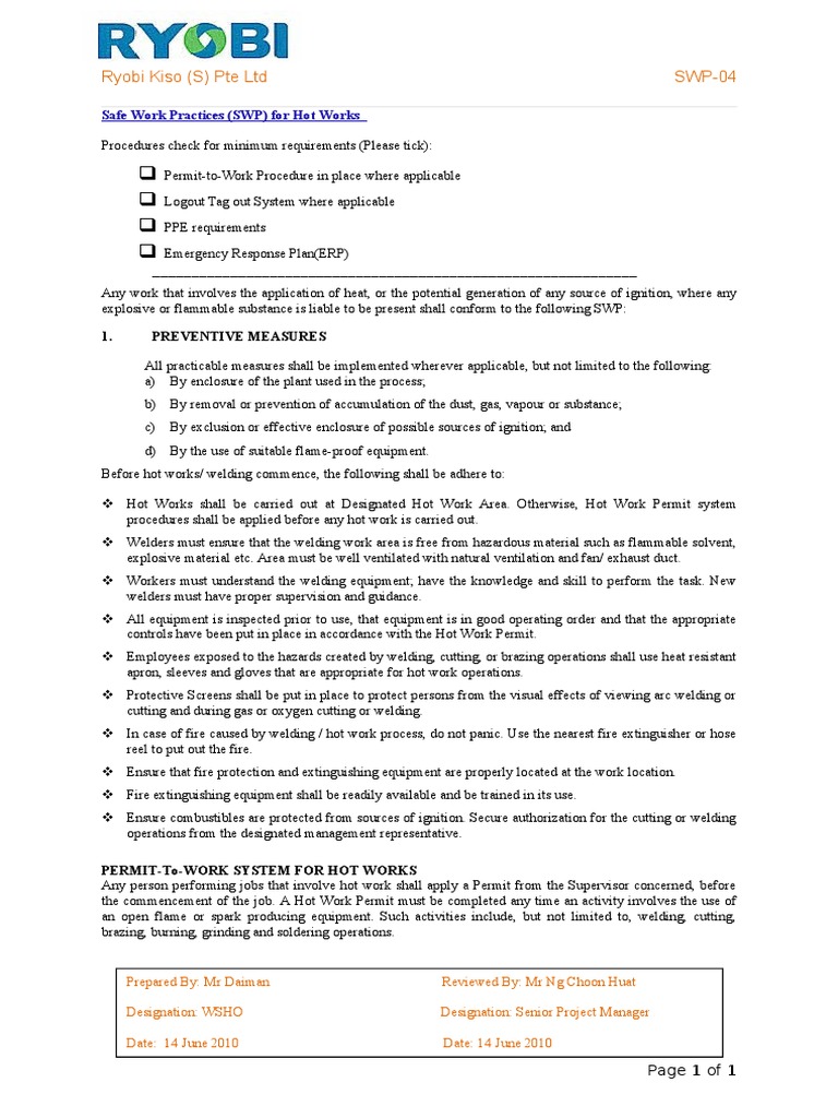 SWP-04 Hot Works Daiman | PDF | Welding | Construction