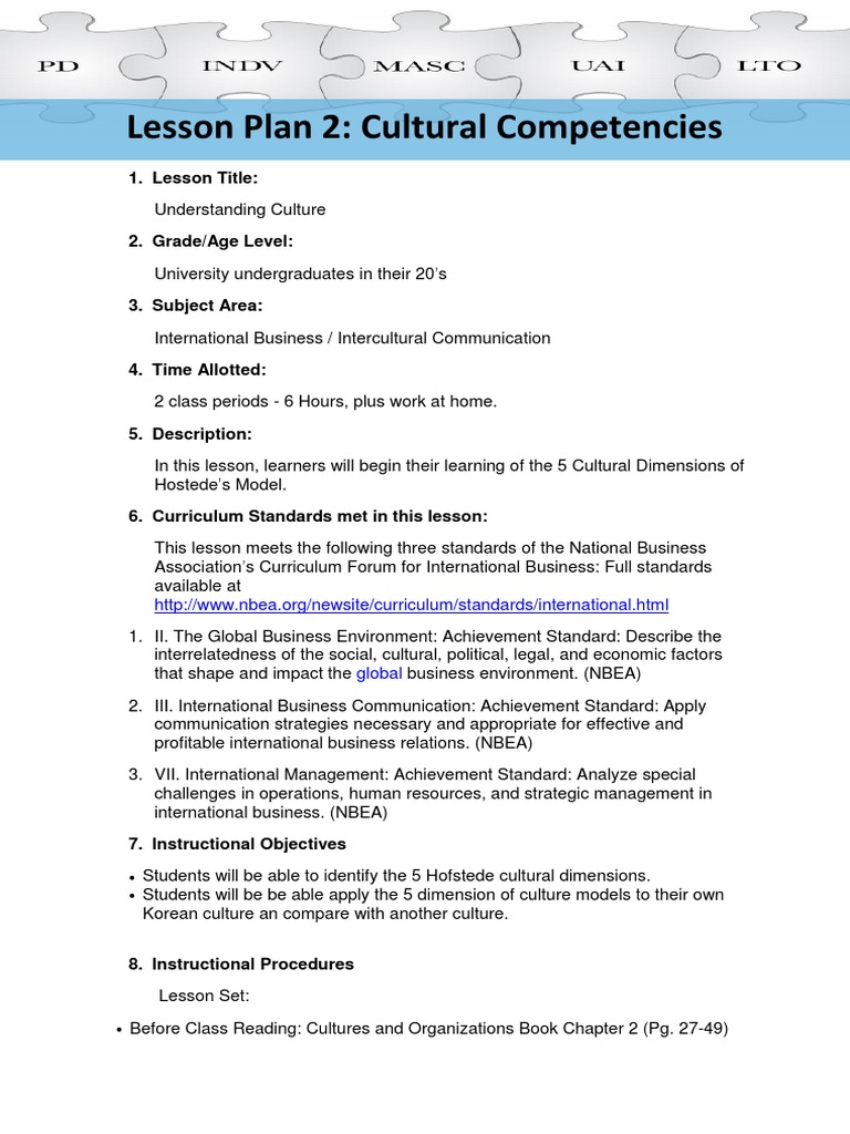 Lesson Plan 2 Cultural Competencies | PDF | Lesson Plan | Strategic ...