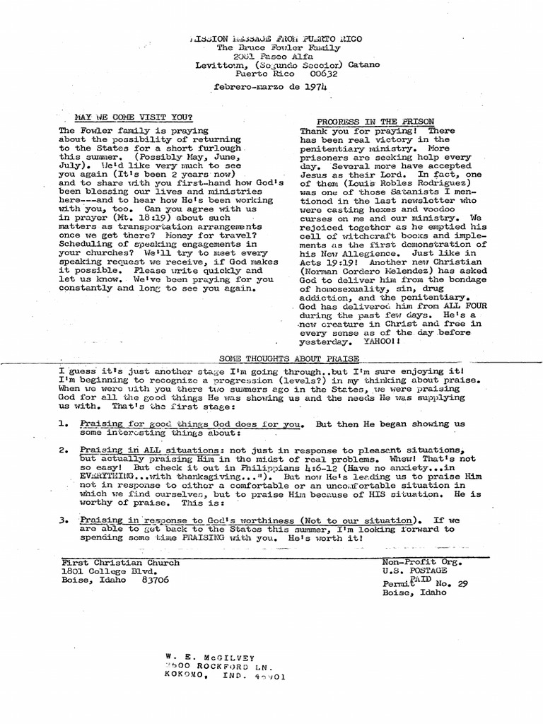 Fowler Bruce Judith 1974 PuertoRico | PDF | Baptism | Jesus