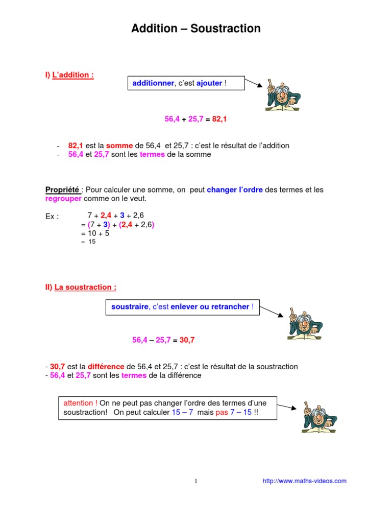 Addition Et Soustraction (6ème) | PDF