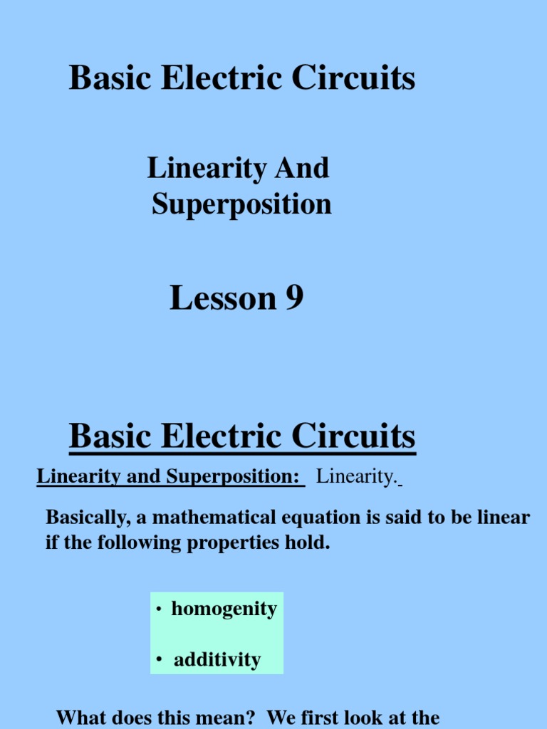 Lesson 9 Linearity and Superposition | PDF | Linearity | Electrical Network