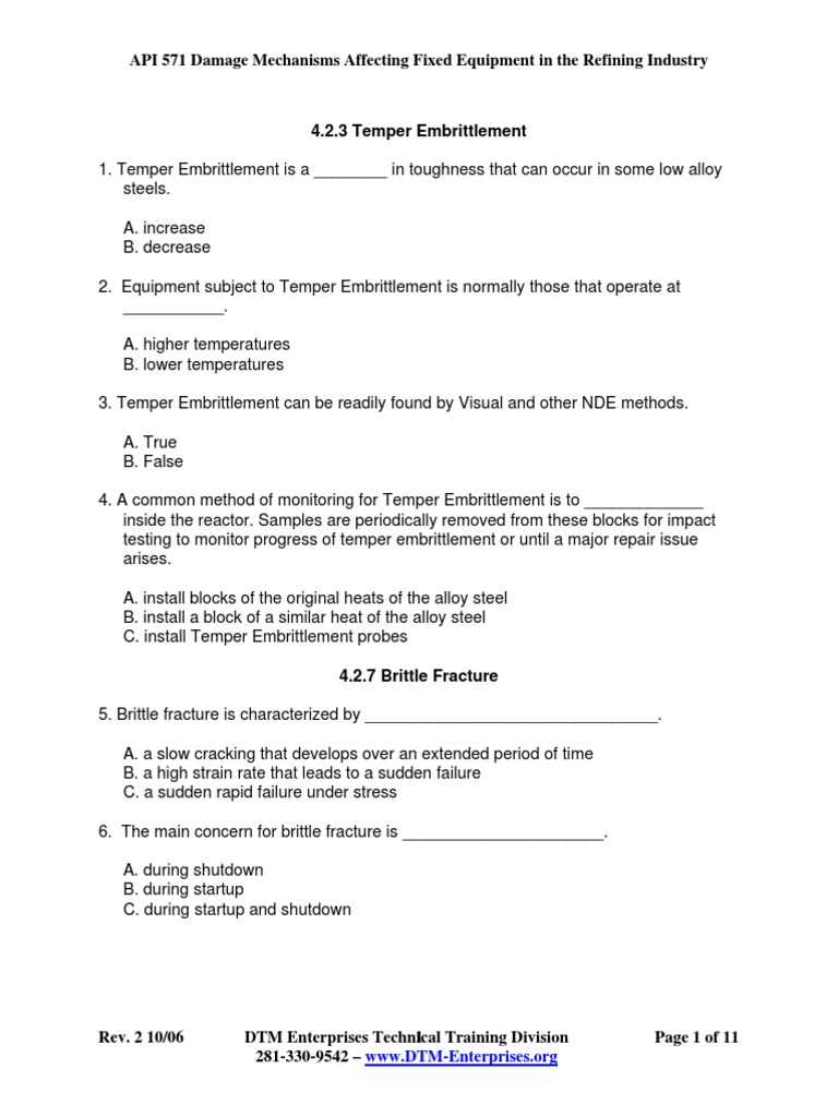 API 571 Exercises, Rev2 | PDF | Corrosion | Fracture