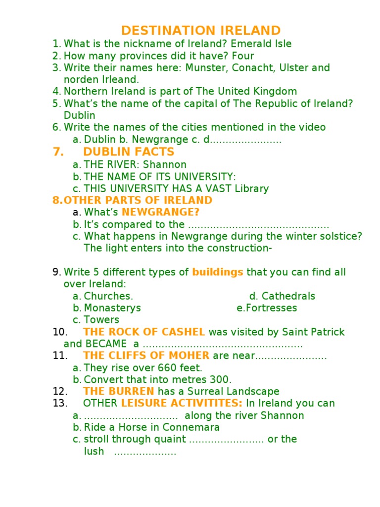 Discovering Ireland: Key Facts and Sites | PDF