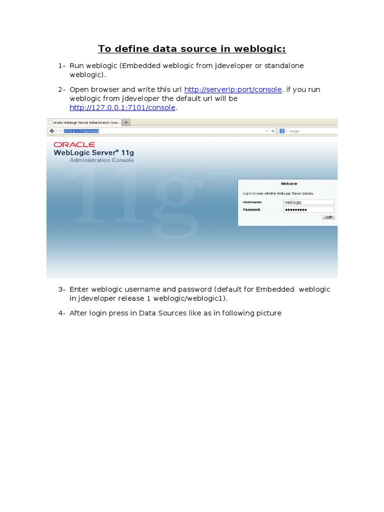 Define Data Source in WebLogic Guide | PDF