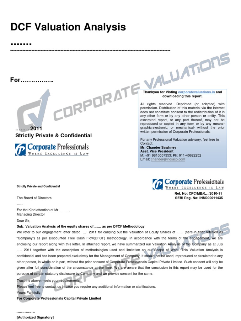Sample Report DCF | PDF | Valuation (Finance) | Free Cash Flow