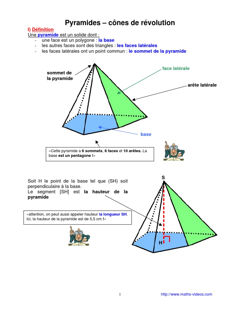 Pyramides et Cônes : Définitions et Volumes | PDF | Zone | Géométrie ...