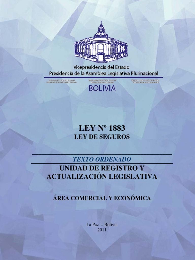 Ley 1883 - Ley de Seguros | Póliza de seguros | Seguro