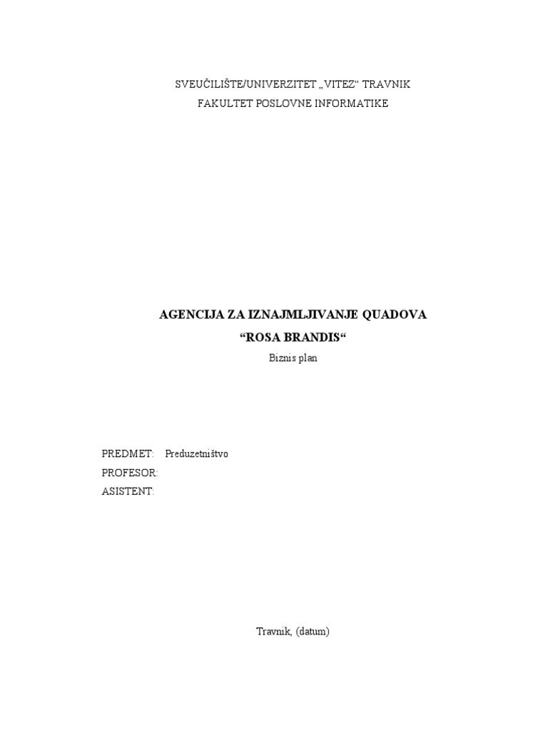 Primjer Biznis Plana4 | PDF