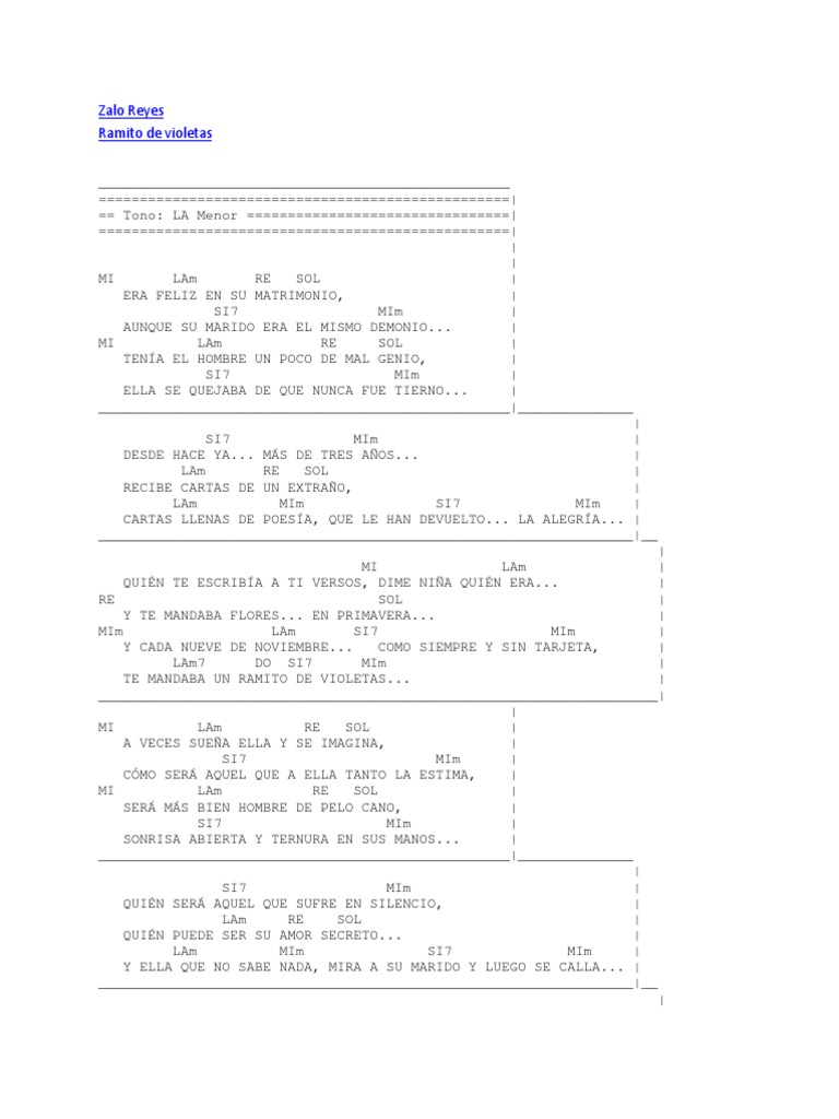 Acordes y letra de "Ramito de violetas" | PDF