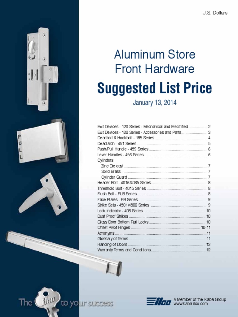 Ilco Storefront Hardware List Price Book 2014 | PDF | Door | Lock (Security Device)