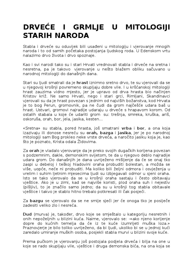 Drveće I Grmlje U Mitologiji Starih Naroda | PDF