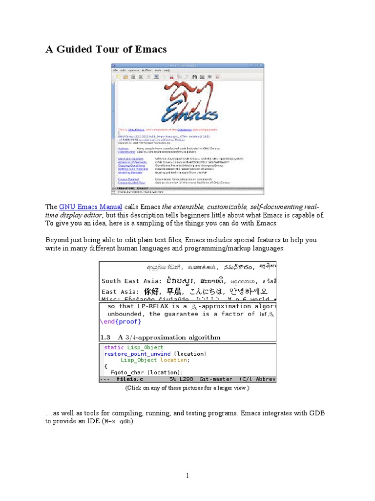A Guided Tour of the Many Text Manipulation and Productivity Tools Available in the GNU Emacs ...