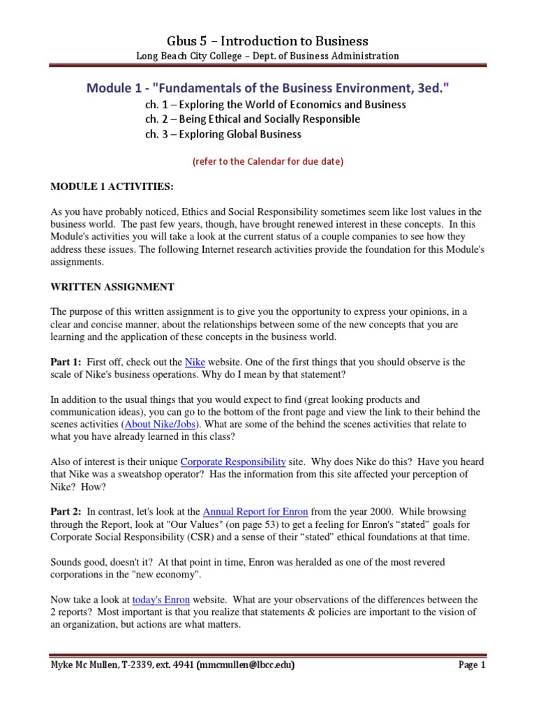Module 1 Written Assignment | PDF | Corporate Social Responsibility ...
