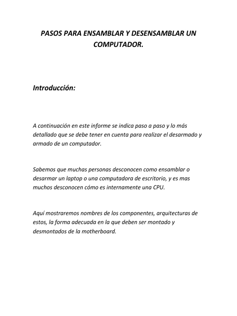 Pasos para Ensamblar y Desensamblar Un Computador | Descargar gratis ...