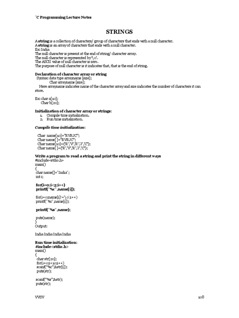 Strings | PDF | C (Programming Language) | String (Computer Science)