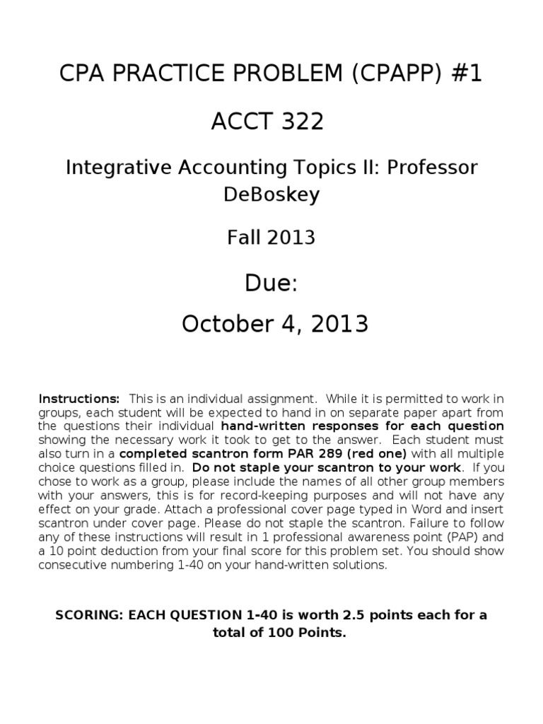 New CPAPP 1 Due October 4, 2013 | PDF | Dividend | Business Economics