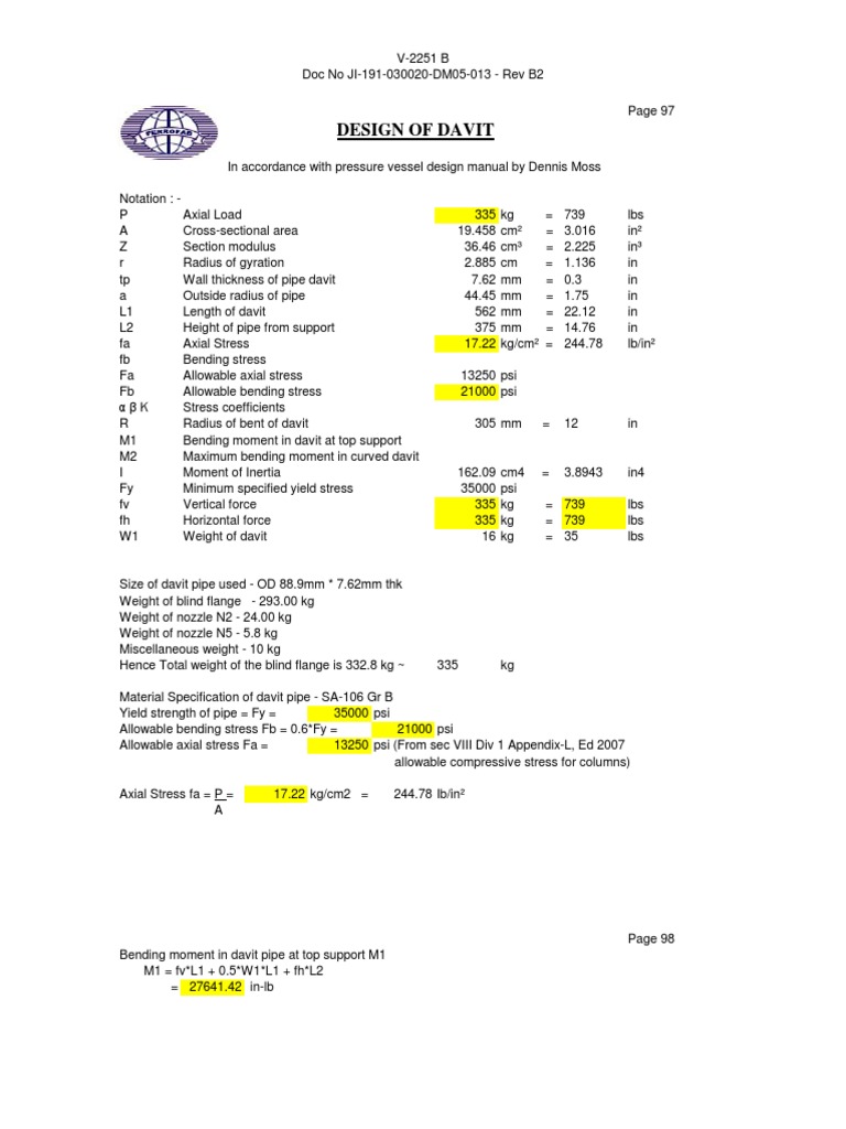 Davit Cal 2251B (Davit Arm Calculation) | PDF | Technology & Engineering