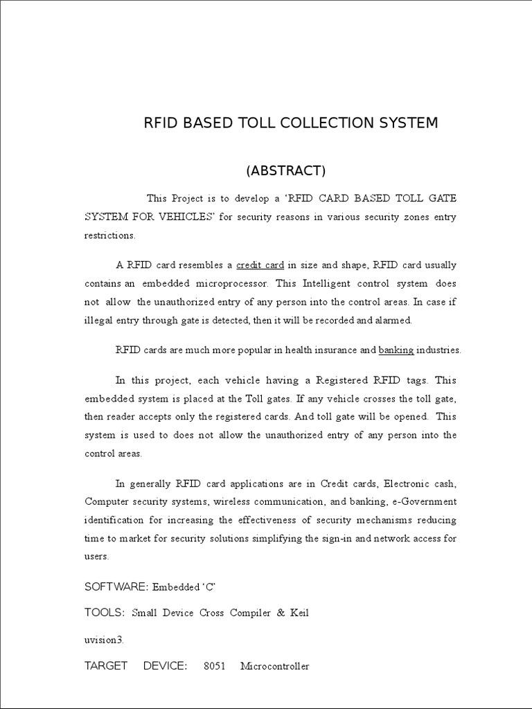 Rfid Based Toll Gate | PDF