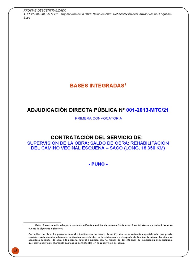 Bases Integradas Adp 1 | PDF | Pagos | Liquidación