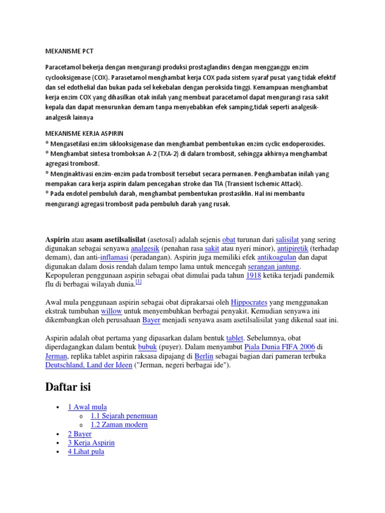 Mekanisme PCT Dan Asetosal | PDF