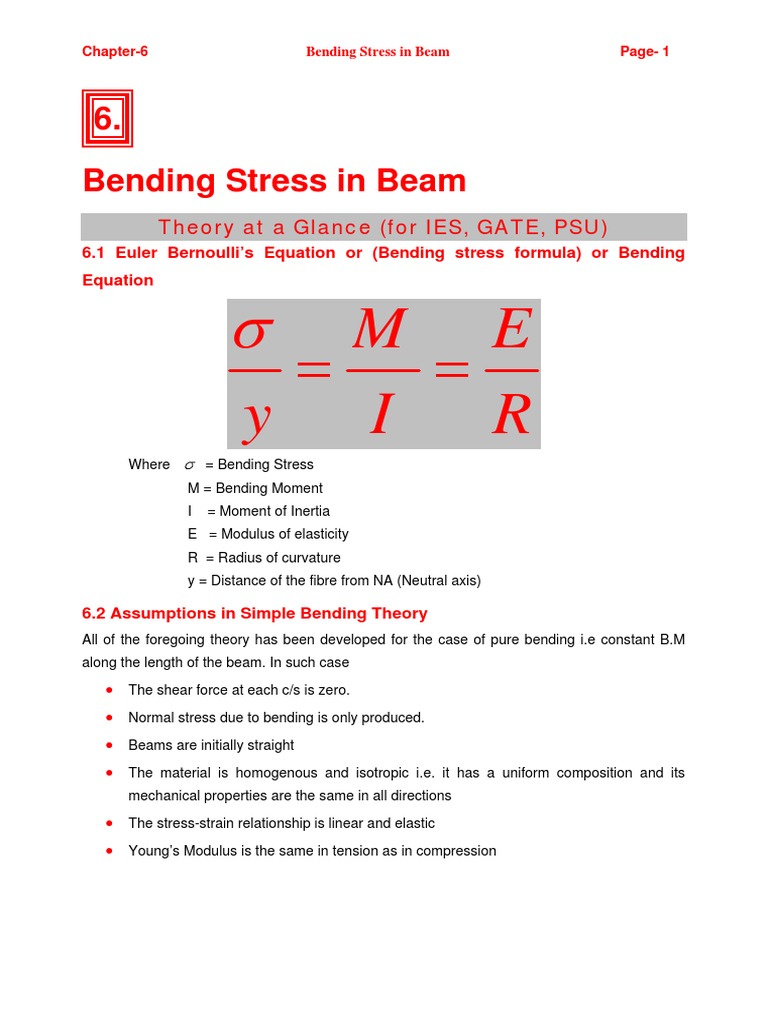 Chapter - 6. Bending Stress in Beam | Bending | Beam (Structure)