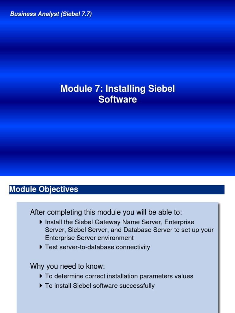 Module 7: Installing Siebel Software | PDF | Web Server | Internet & Web