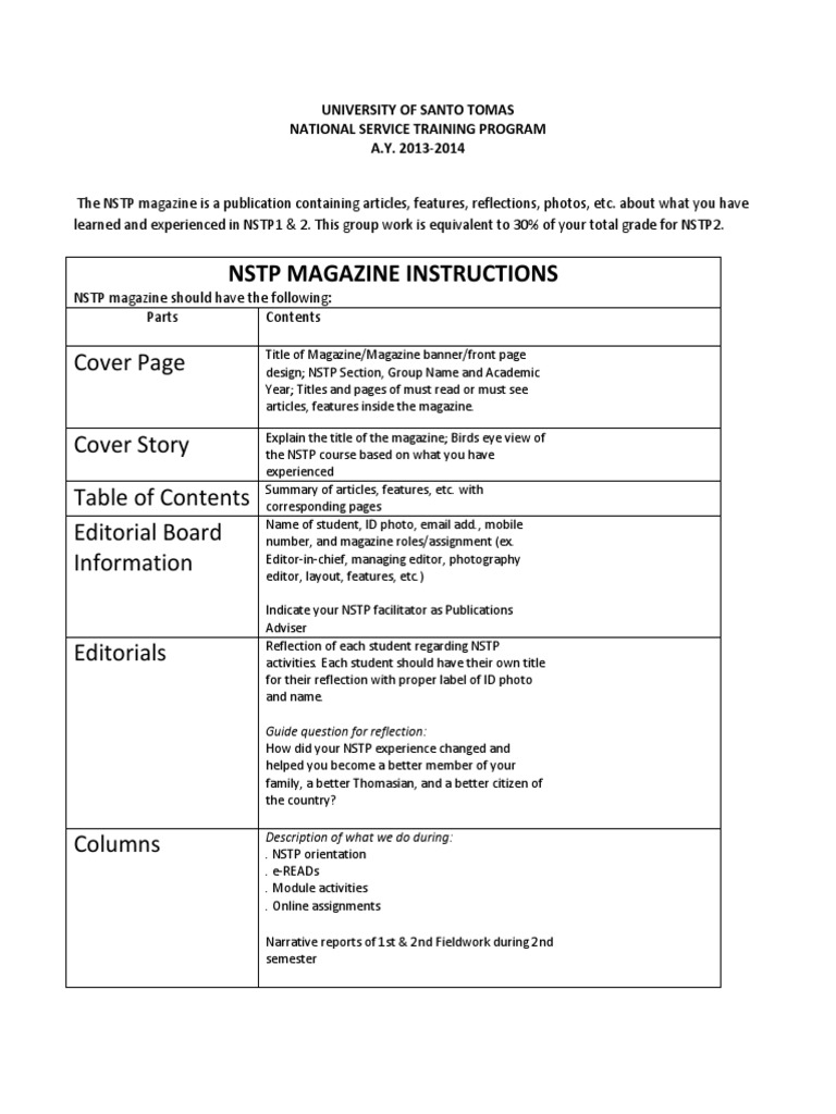 NSTP Final Output Magazine Instructions | PDF | Communication