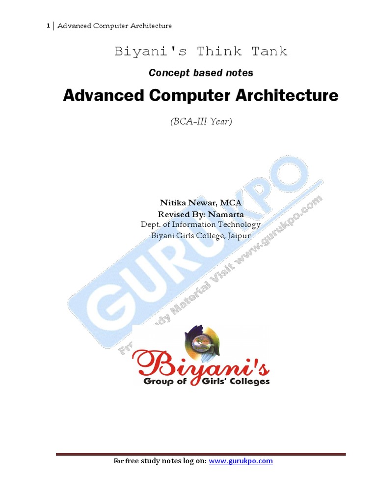 Advance Computer Architecture Pdf Parallel Computing Central Processing Unit