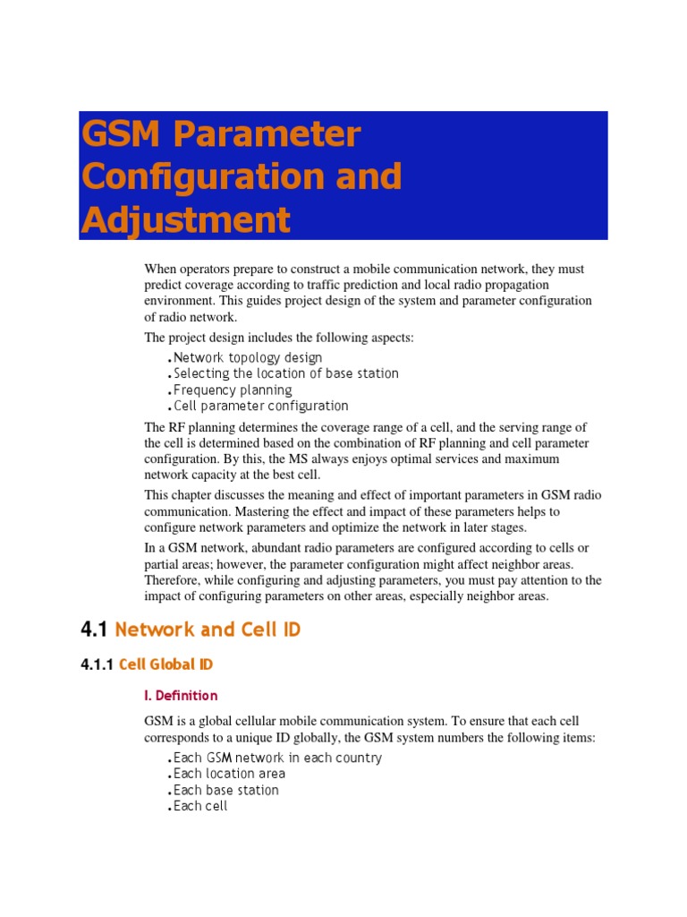 GSM Parameter Configuration Overview | PDF | Cellular Network | Base ...