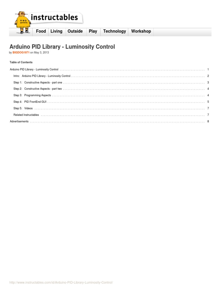Arduino Pid Library Luminosity Control Pdf Systems Theory