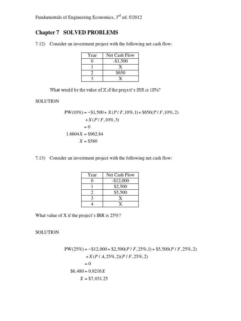 Ch#7 Practice Problem Solution | PDF | Internal Rate Of Return | Economics