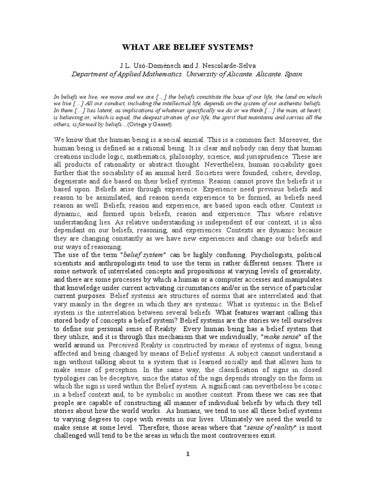 How Belief Systems Shape Our Sense of Reality | PDF | Reality | Ideologies