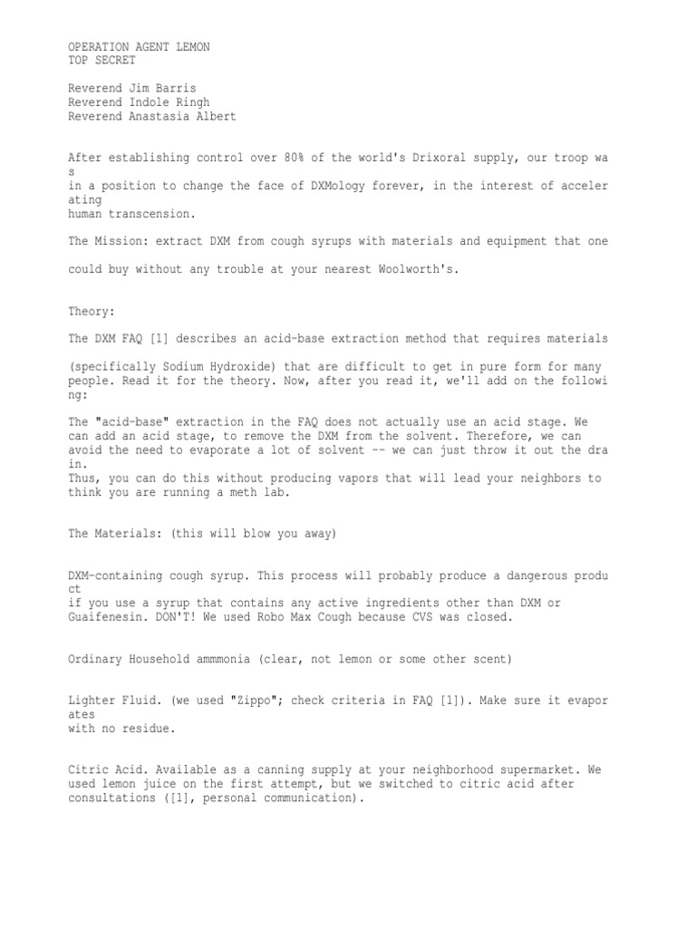 DMX Extraction - Agent Lemon 2 | PDF | Solvent | Acid