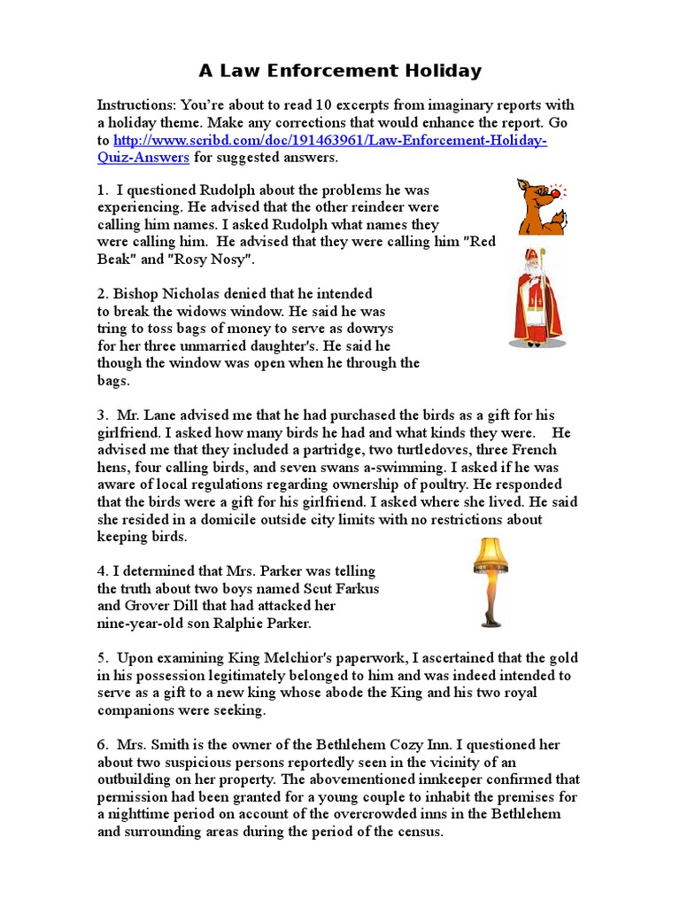 A Law Enforcement Holiday Quiz | PDF | Religion & Spirituality ...