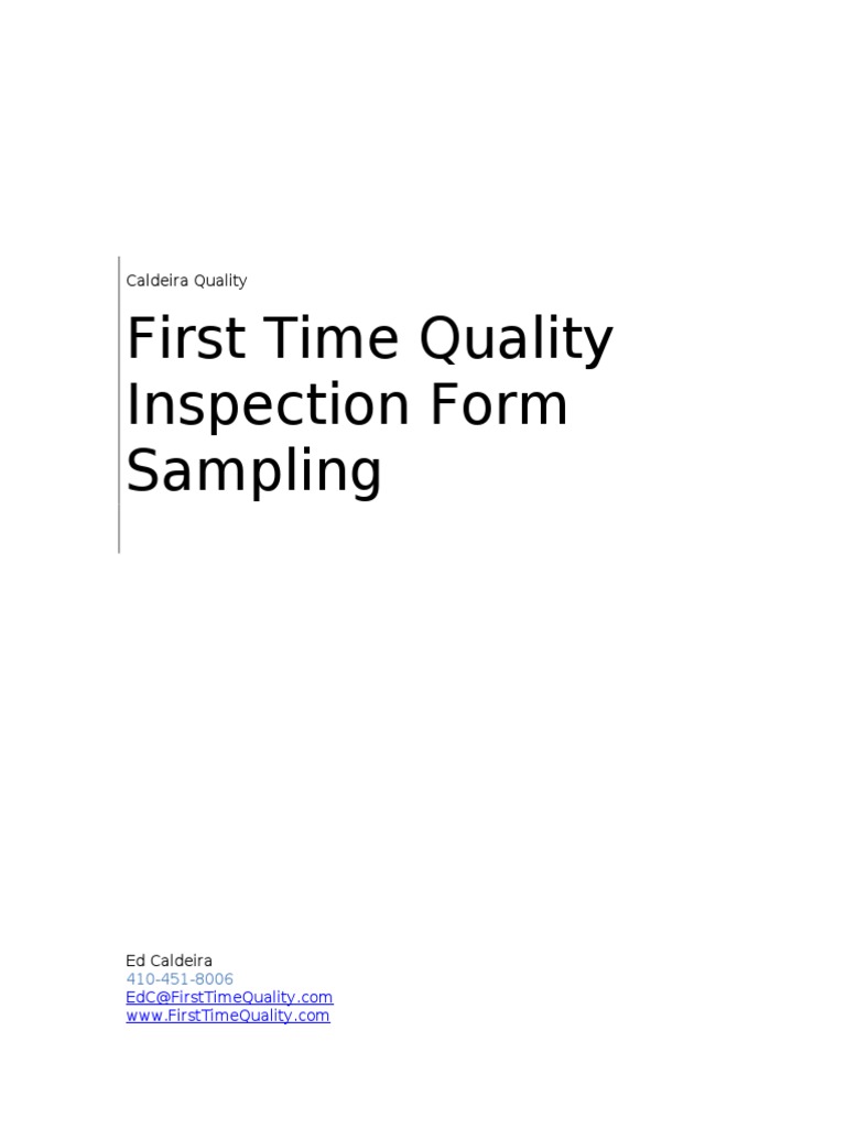 First Time Quality Inspection Form Sampling | PDF | Architectural ...