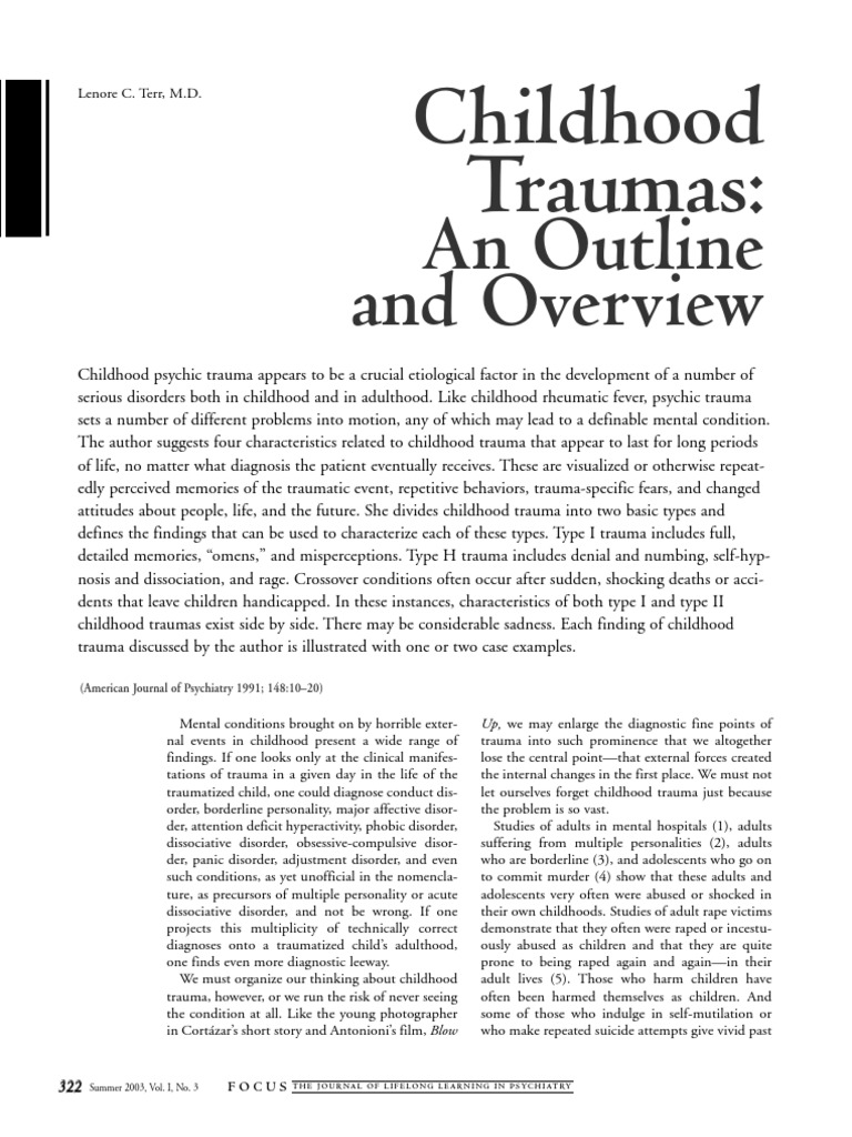 Childhood Traumas: An Outline and Overview | Psychological Trauma ...