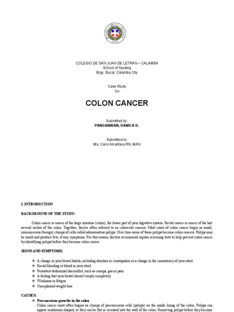 Cancer Case Study | PDF | Colorectal Cancer | Large Intestine
