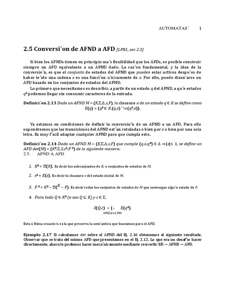 Conversión de AFND a AFD | PDF | Informática teórica | Formalismo (deductivo)