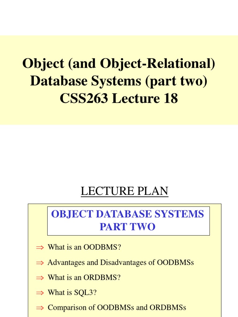 OODBMS&ORDBMS | PDF | Object Oriented Programming | Databases