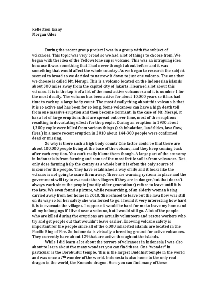 morgan reflection essay | Volcano | Types Of Volcanic Eruptions