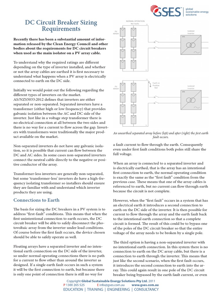 DC Circuit Breaker Sizing for PV Systems | PDF | Power Inverter ...