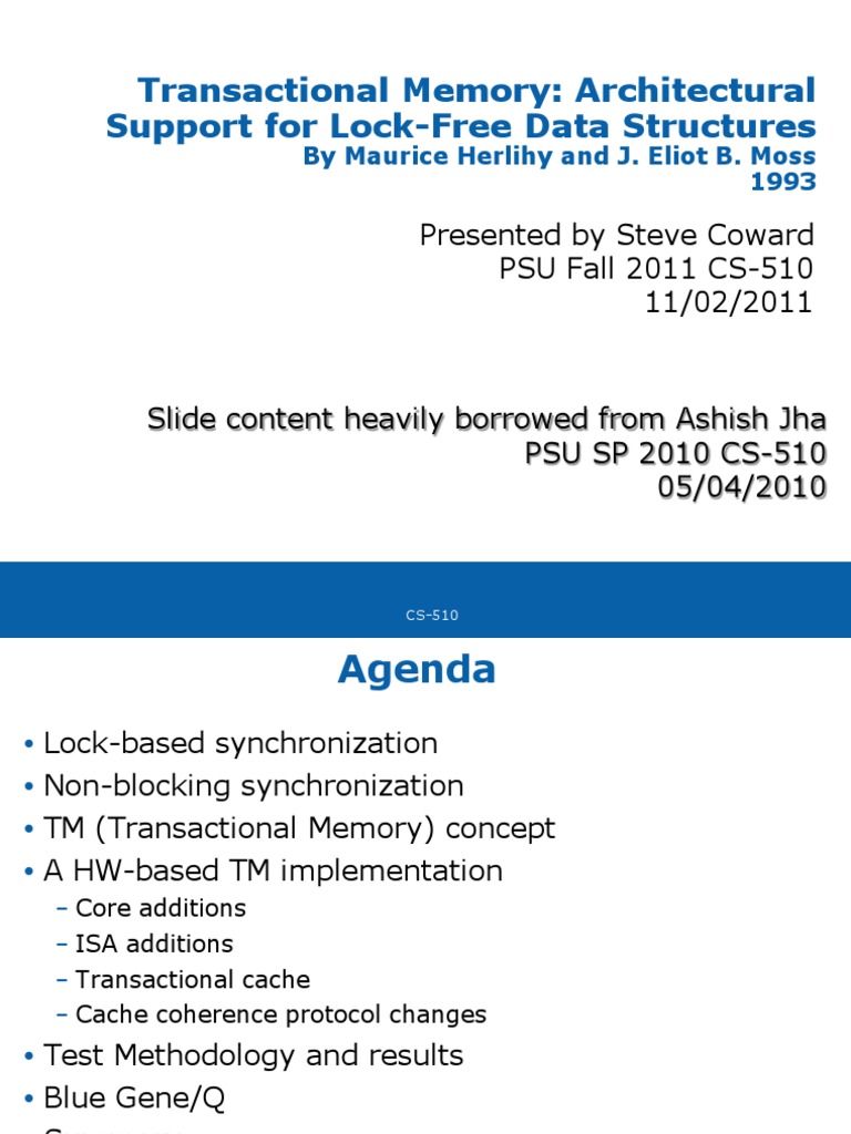 Transactional Memory: Architectural Support For Lock-Free Data Structures | PDF | Cpu Cache ...